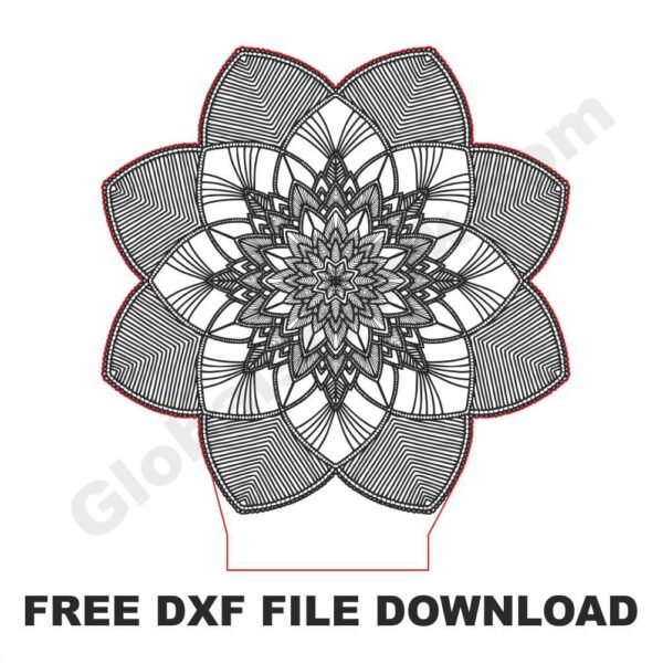 3D Illusion Flower Acrylic Night Lamp – Download the Free DXF File ...