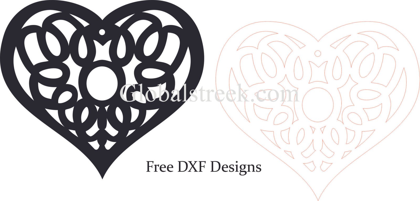 Heart Shape Ornament Design – Free DXF File Download - GlobalStreek