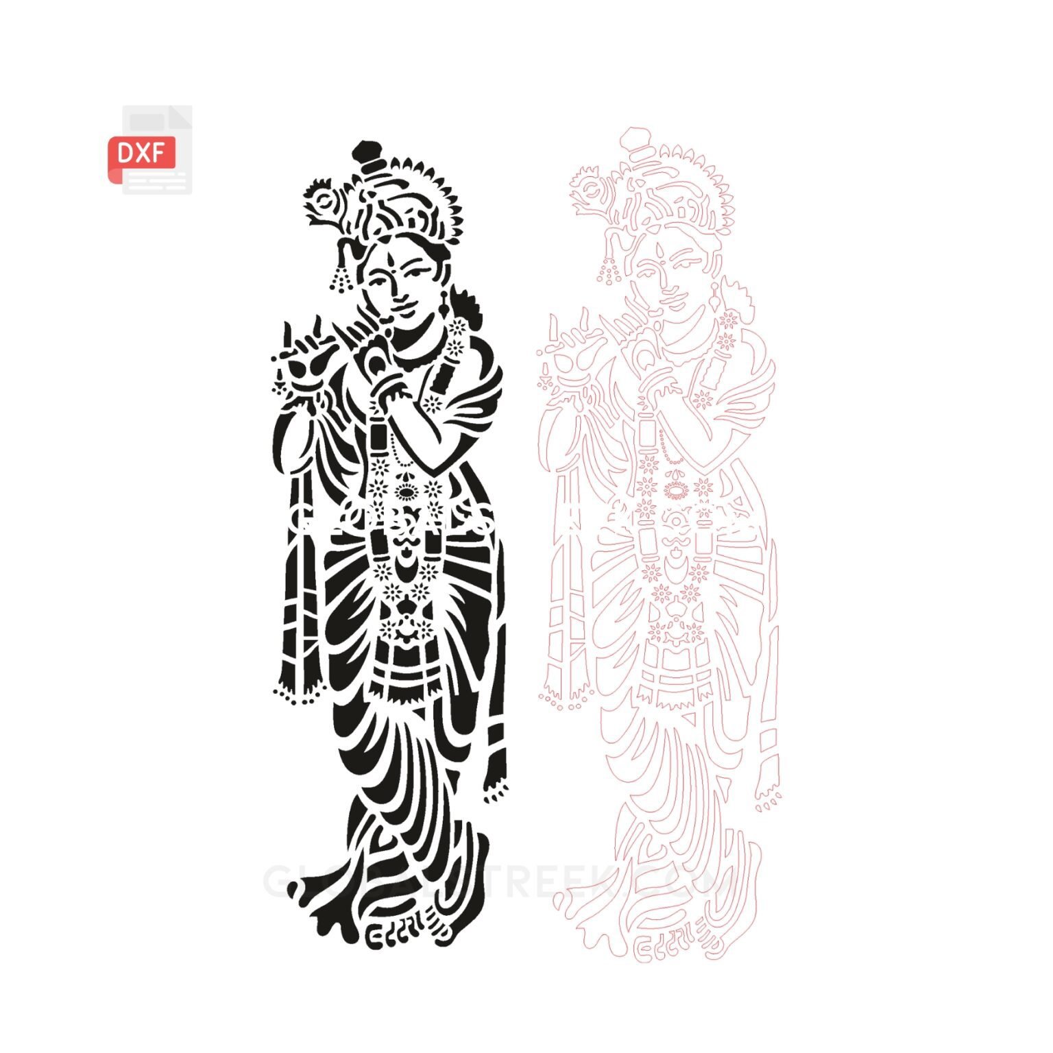Shri Krishna Jali Vector Design 2 | DXF File for CNC