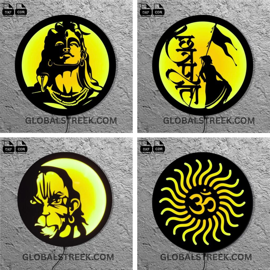 13 Premium LED Wall Hanging Designs Bundle – CDR & DXF Files