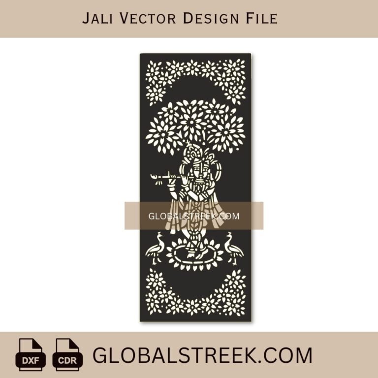 Shree Krishna Jali Laser Cutting Design ? CNC Krishna Jali Design DXF ...